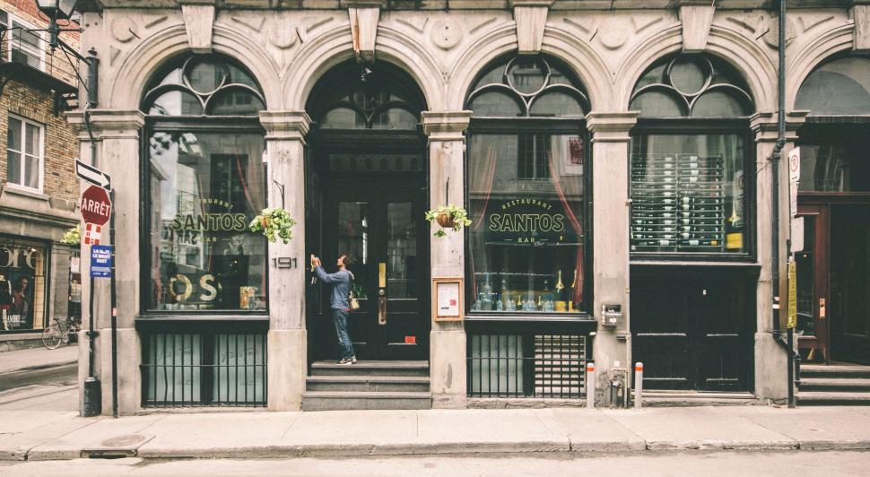 Free Stock Photo of Old-fashioned building storefront with large ...