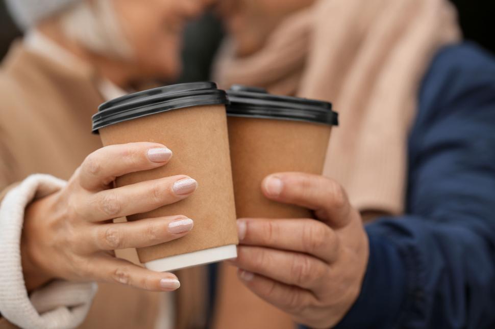 Free Stock Photo of Couple Toasting with Coffee Cups Close to Each ...