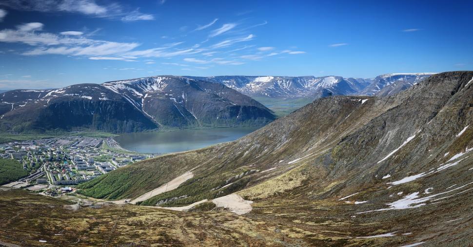 Free Stock Photo of Panoramic view of mountains and a small town below ...