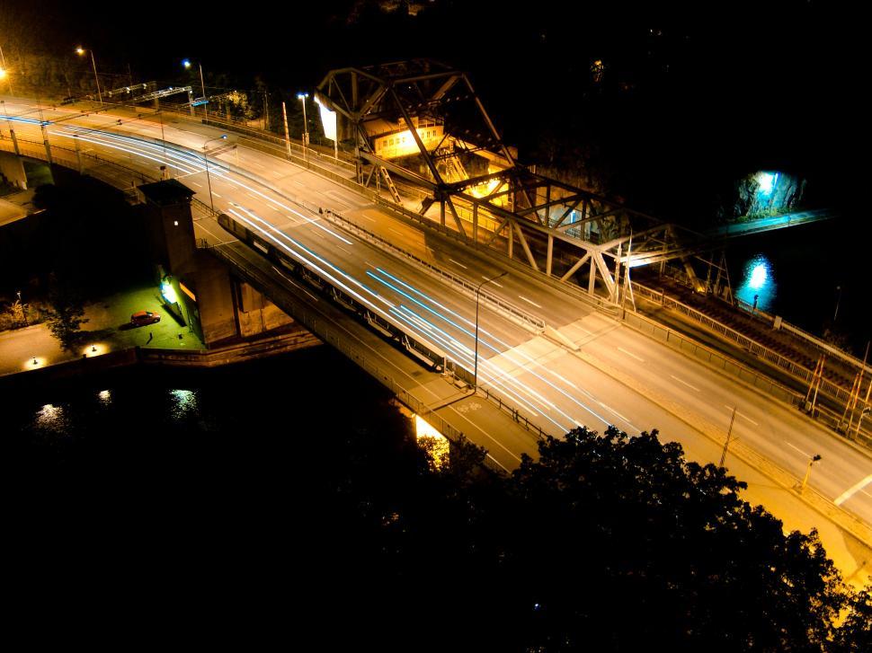 Free Stock Photo of Empty bridge illuminated by street lights at night ...