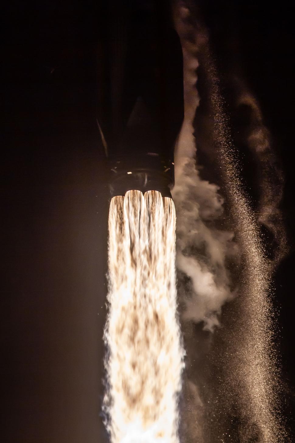 Free Stock Photo of Close-up view of rocket engine flames during night ...