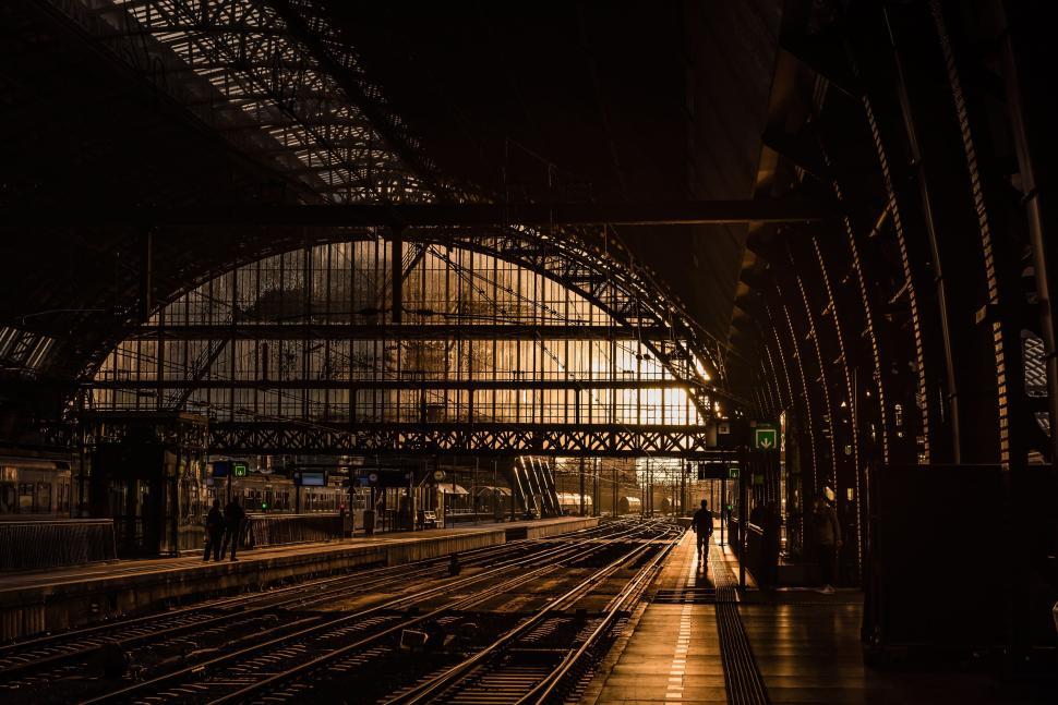 Free Stock Photo of Interior of historic train station at dawn with ...