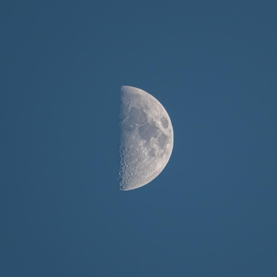 Free Stock Photo of Half Moon against a dusk blue and serene sky ...