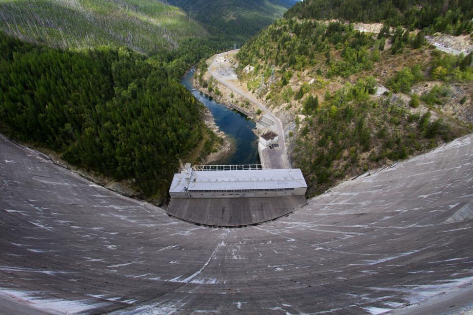 Free Stock Photo of Massive dam with river passing through forest ...