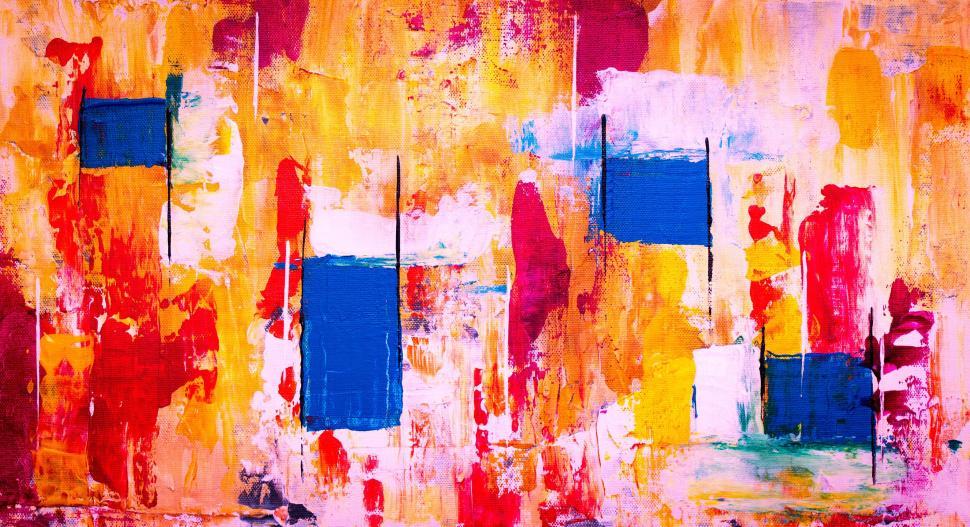 Free Stock Photo of Warm-toned abstract painting with blue accents ...