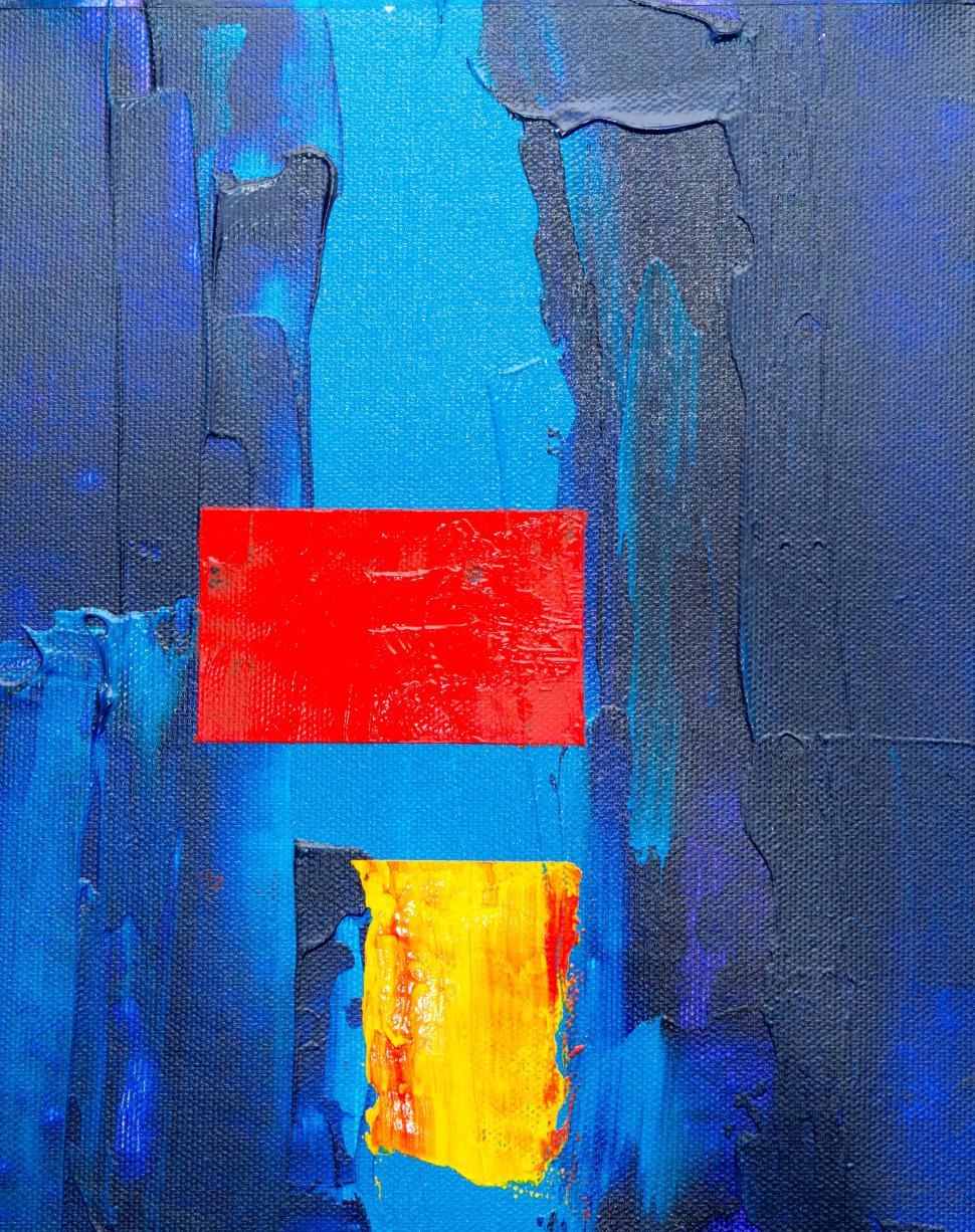 Free Stock Photo of Abstract painting with red and yellow blocks, blue ...