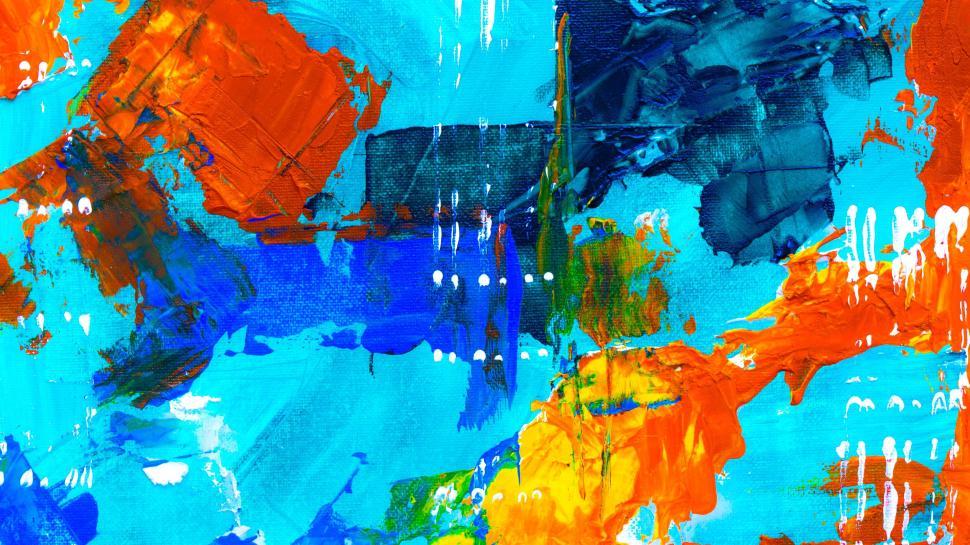 Free Stock Photo of Vibrant abstract painting with blue and orange ...