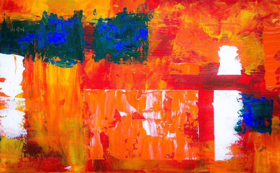 Free Stock Photo of Vibrant abstract painting in hot orange and cool ...