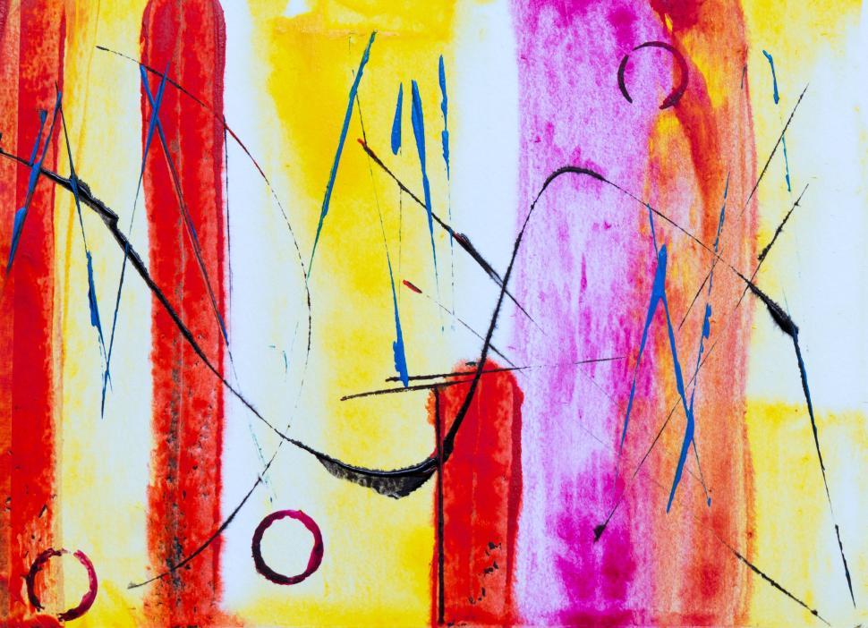 Free Stock Photo of Bright abstract painting with red, yellow, and pink ...