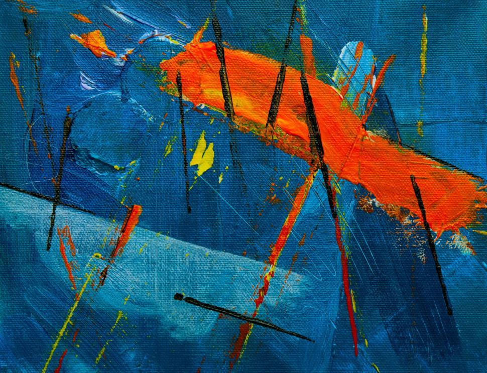 Free Stock Photo of Abstract orange and blue painting with dynamic ...