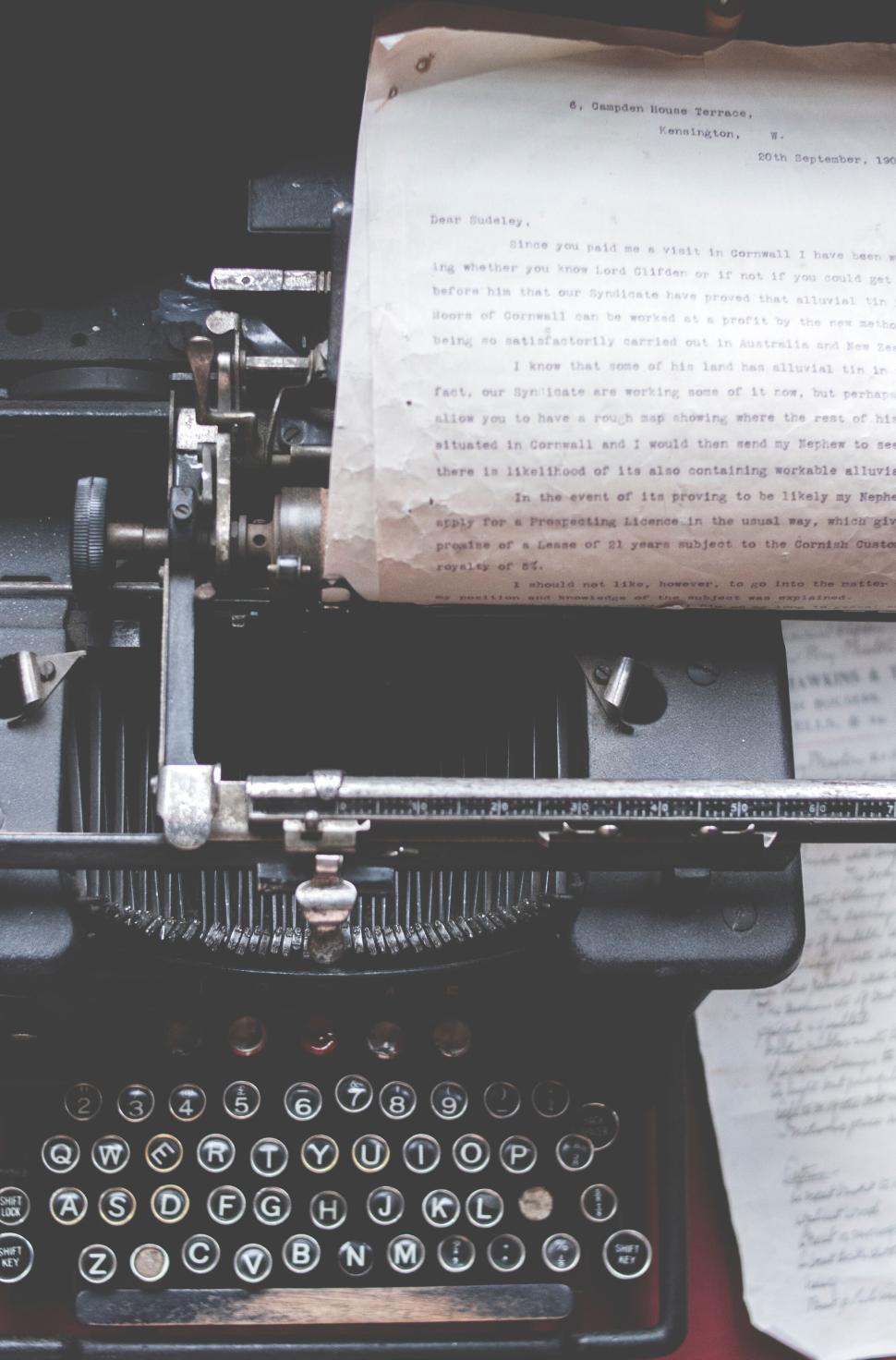 Free Stock Photo of Vintage typewriter with typed letter on paper and ...