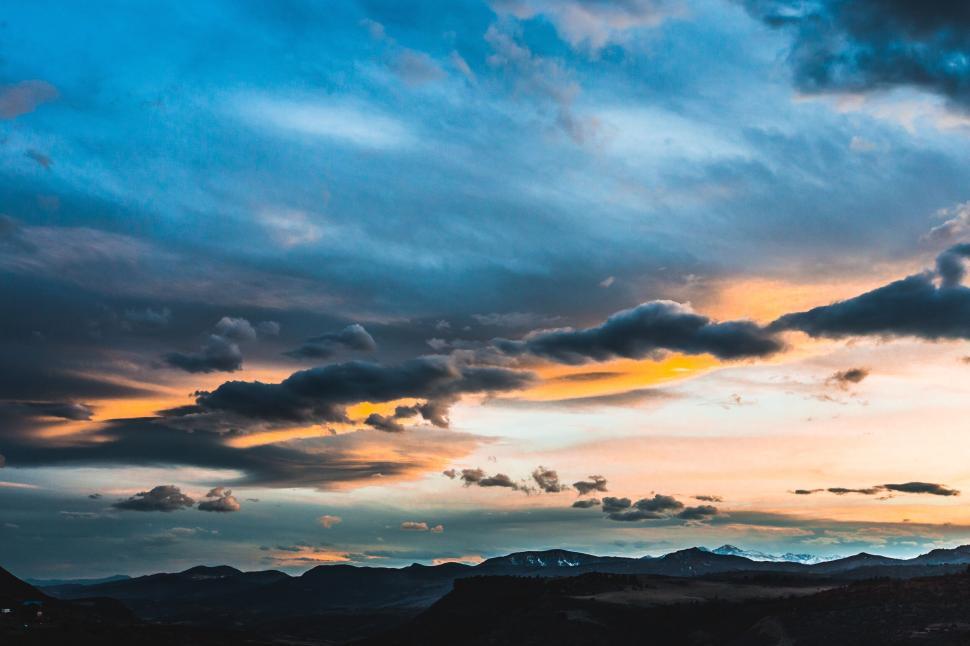 Free Stock Photo of Sunset panoramic view with colorful sky and clouds ...