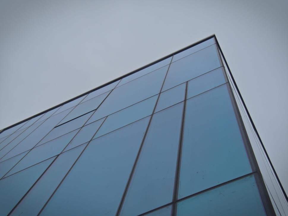 Free Stock Photo of Modern Building With Blue Glass Panels And Angled ...