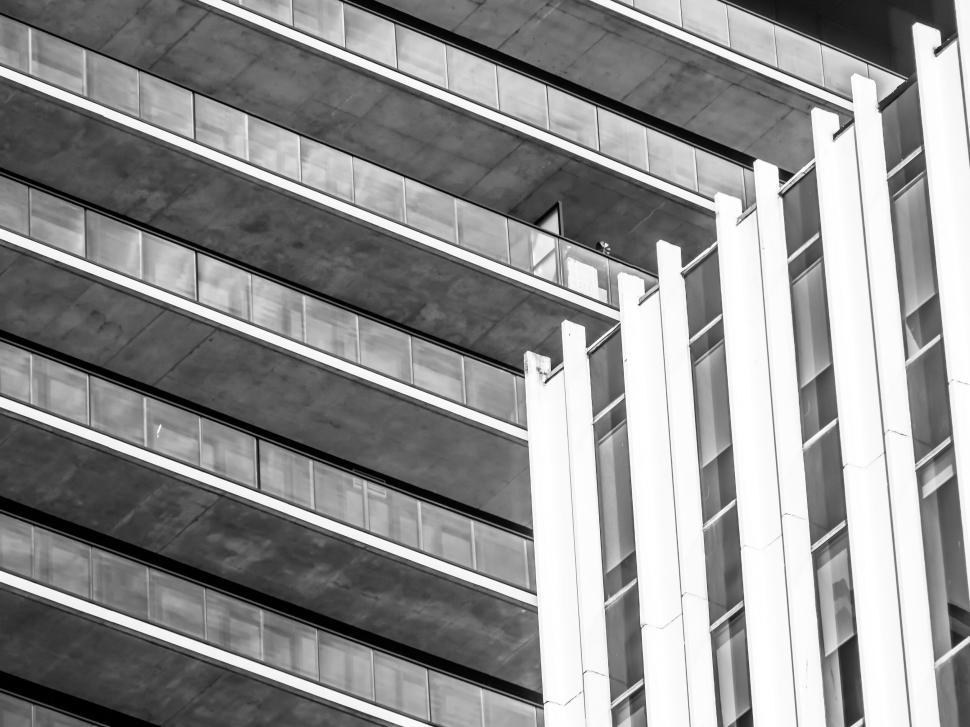 Free Stock Photo of Building with layered balconies and linear accents ...