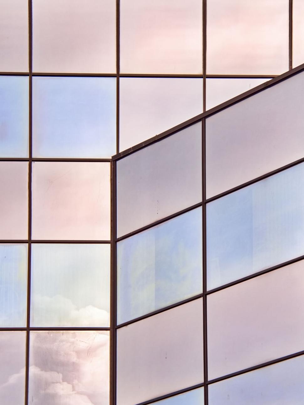 Free Stock Photo of Abstract glass structure reflecting sky and clouds ...