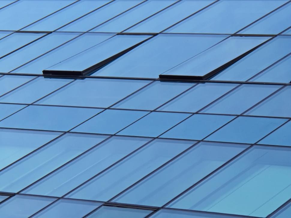 Free Stock Photo of Modern blue tinted glass windows grid pattern ...