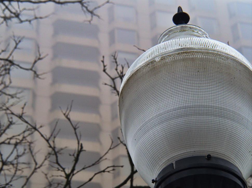 Free Stock Photo of Vintage Street Lamp In Front Of Foggy Building ...
