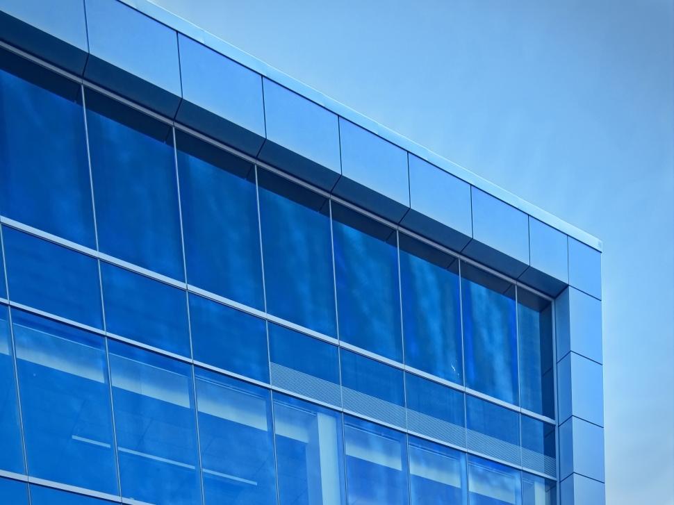 Free Stock Photo of Blue modern building against clear sky background ...