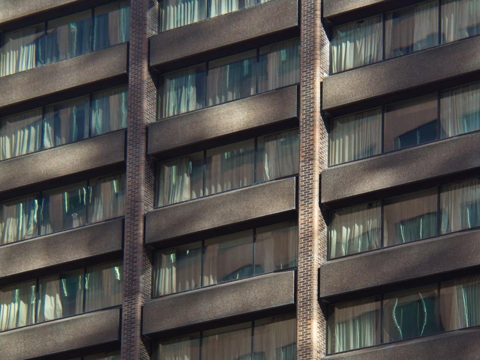 Free Stock Photo of High-rise building windows with curtains and ...