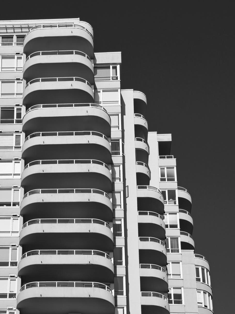 Free Stock Photo of Curved balconies on a modern high-rise building ...