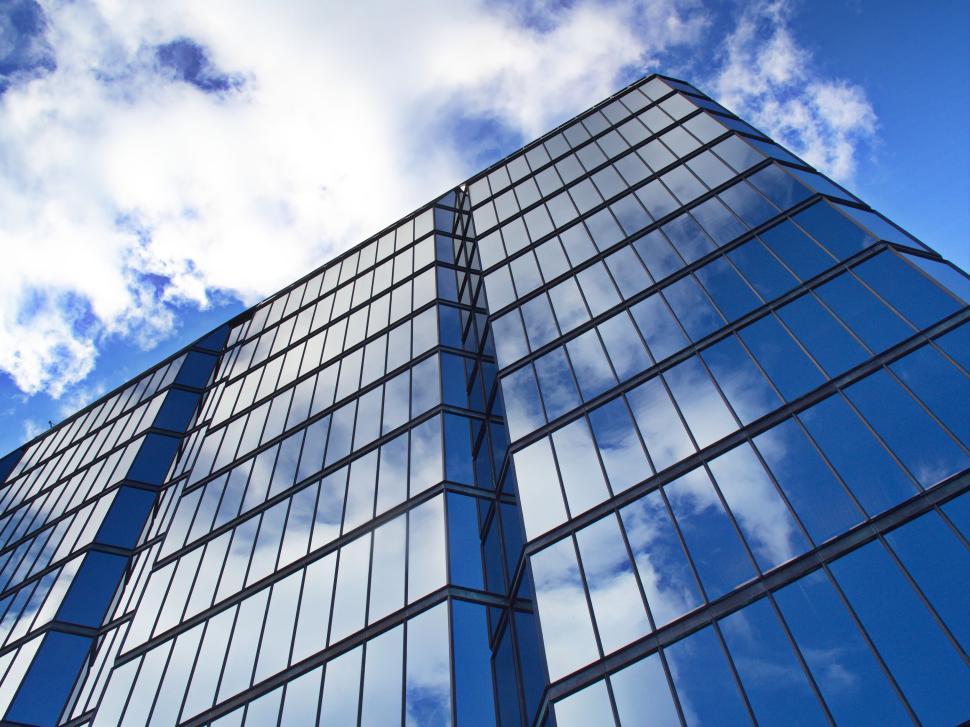 Free Stock Photo of Glass skyscraper with reflections of the clouds ...