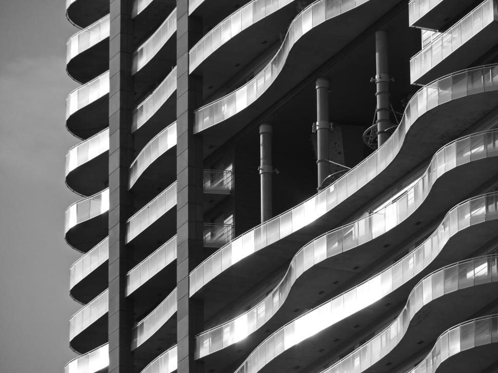 Free Stock Photo of Curvilinear balconies of a modern high-rise ...