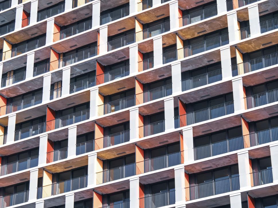 Free Stock Photo of Colorful apartment building grid with repetitive ...