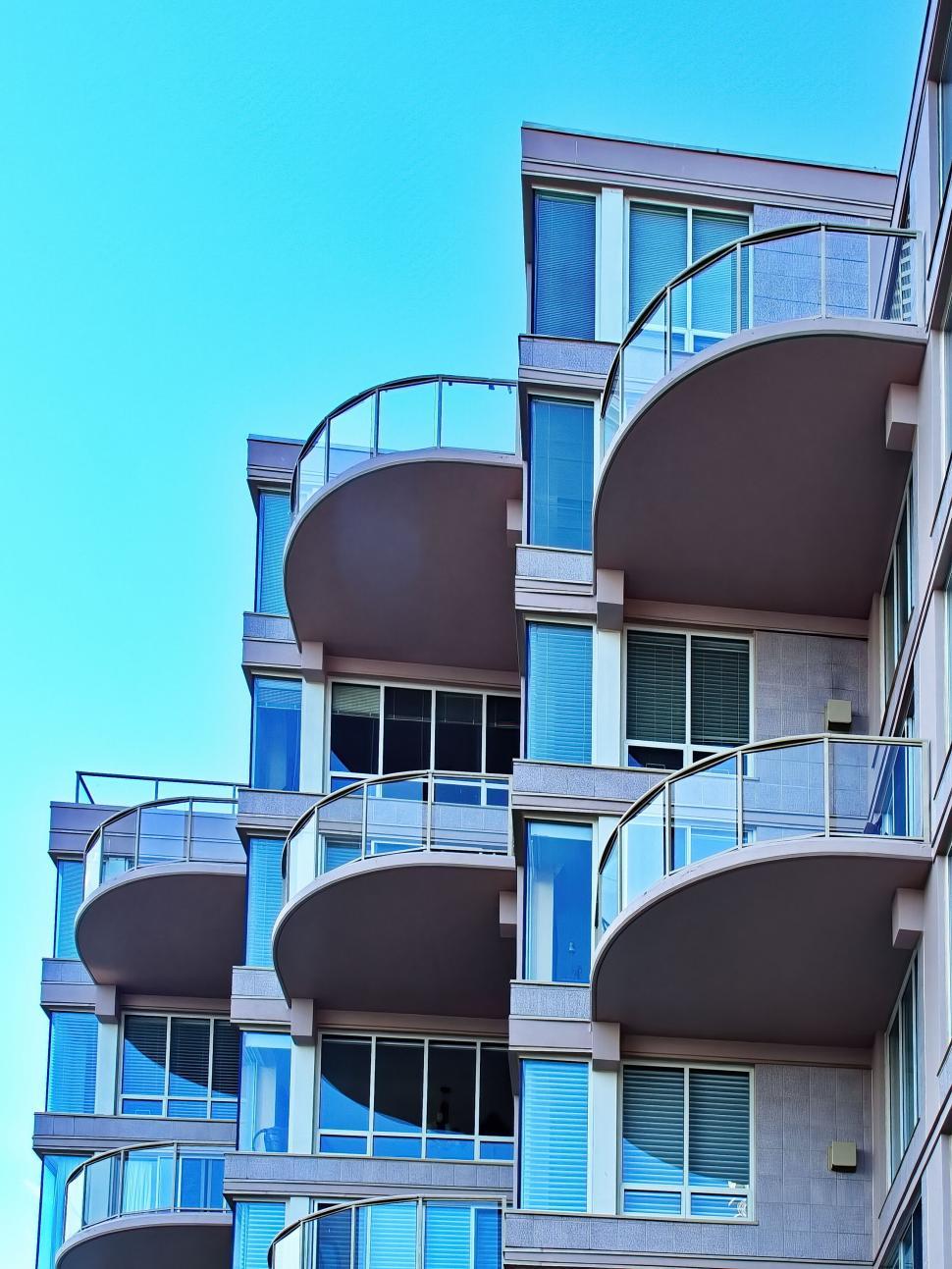 Free Stock Photo of Modern apartment building with curved balconies ...