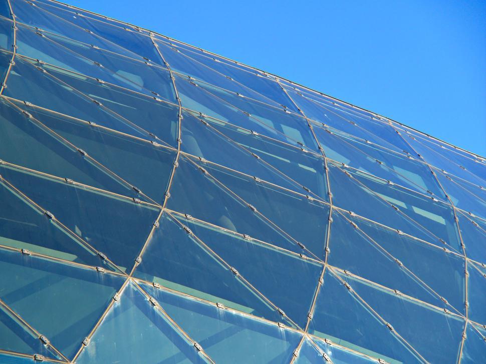 Free Stock Photo of Curved glass dome structure against clear blue sky ...