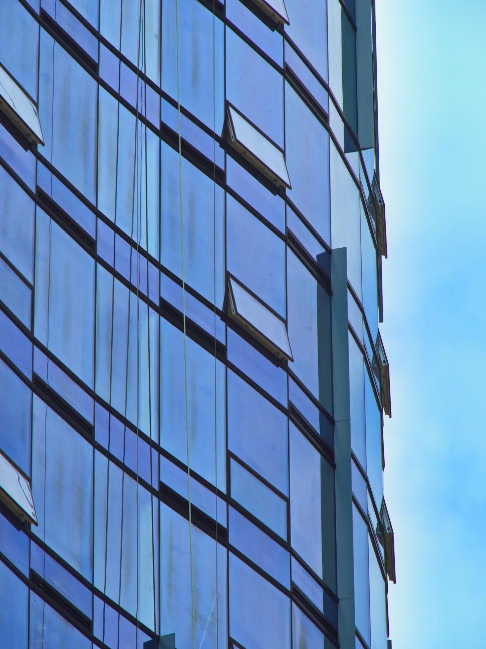 Free Stock Photo of Reflective glass skyscraper section with open ...
