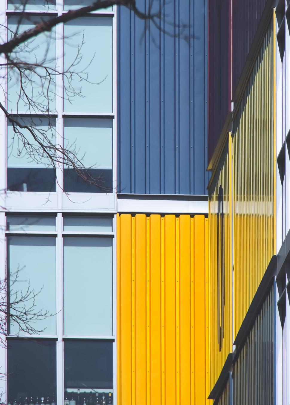 Free Stock Photo of Colorful building with yellow and blue vertical ...
