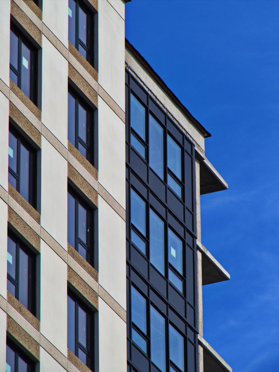 Free Stock Photo of Modern building with vertical windows and blue sky ...