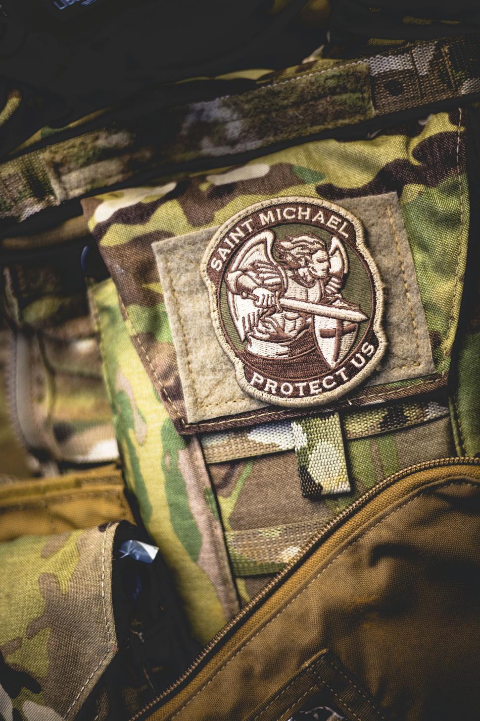 Free Stock Photo of Close-up of military uniform with Saint Michael ...
