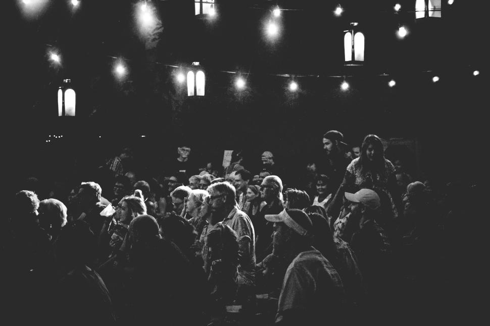 Free Stock Photo of Evening event with numerous attendees under string ...