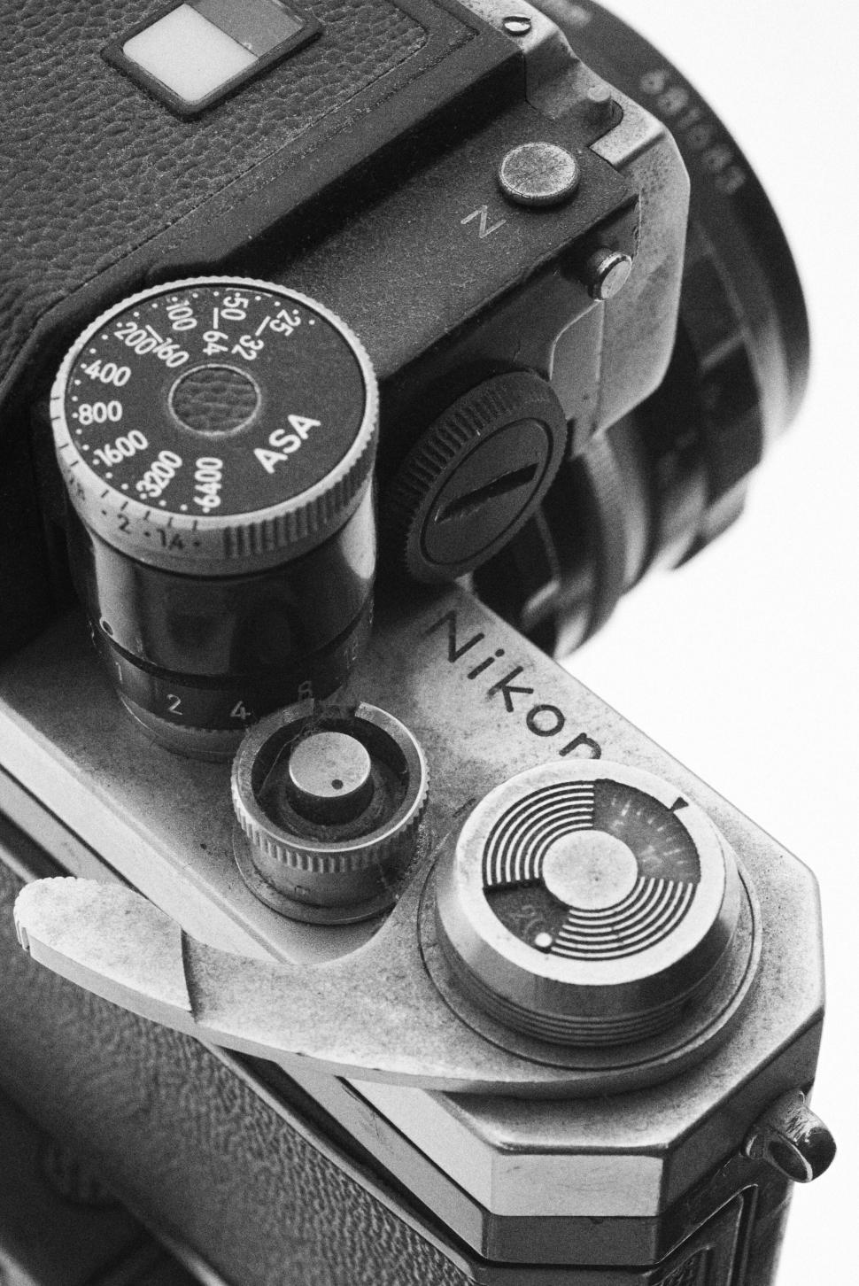 Free Stock Photo of Close-up of vintage Nikon camera with control dials ...