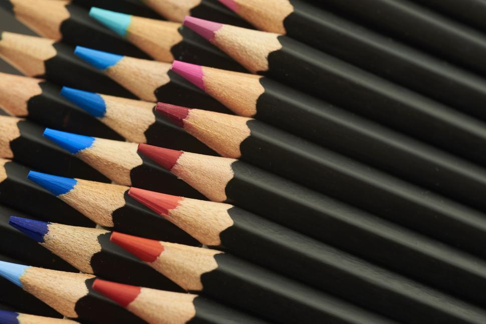 Free Stock Photo of Vibrant colored pencils arranged neatly in lines ...