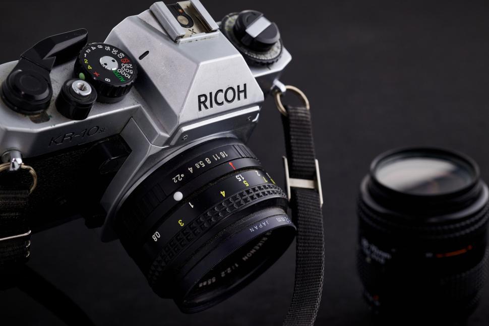 Free Stock Photo of Vintage Ricoh film camera with additional camera ...