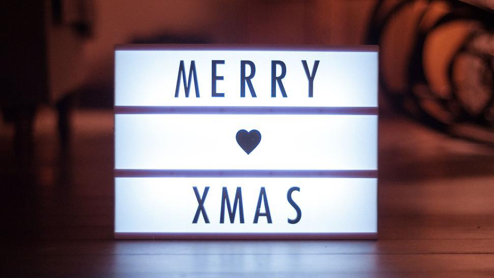 Free Stock Photo of Merry Christmas lightbox sign with heart symbol ...