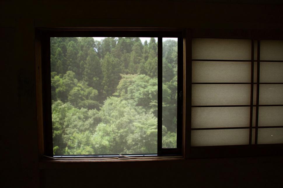 Free Stock Photo of View of lush forest through traditional Japanese ...