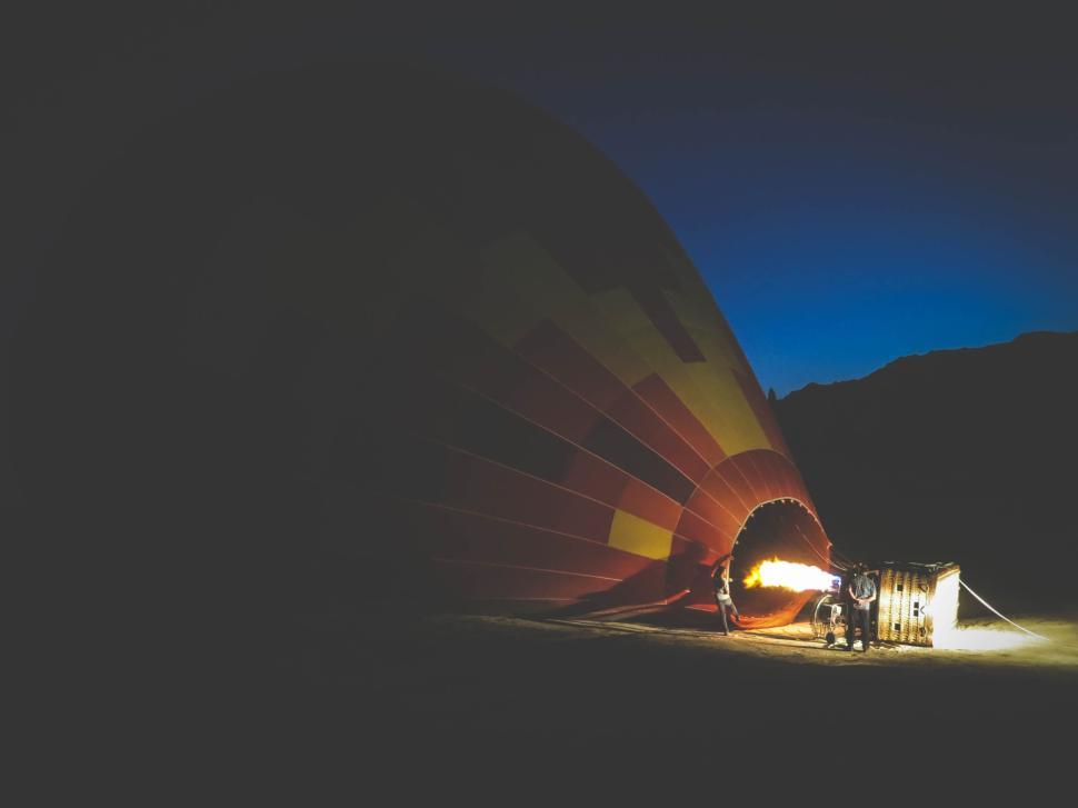 Free Stock Photo of Hot air balloon inflating during early morning ...