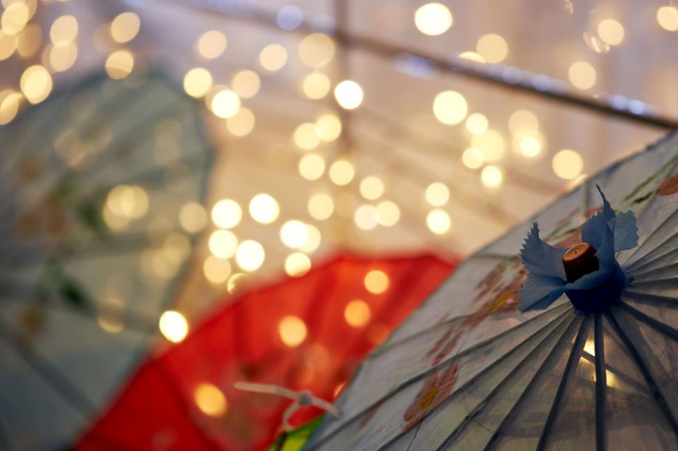 Free Stock Photo of Colorful paper umbrellas with bokeh light ...