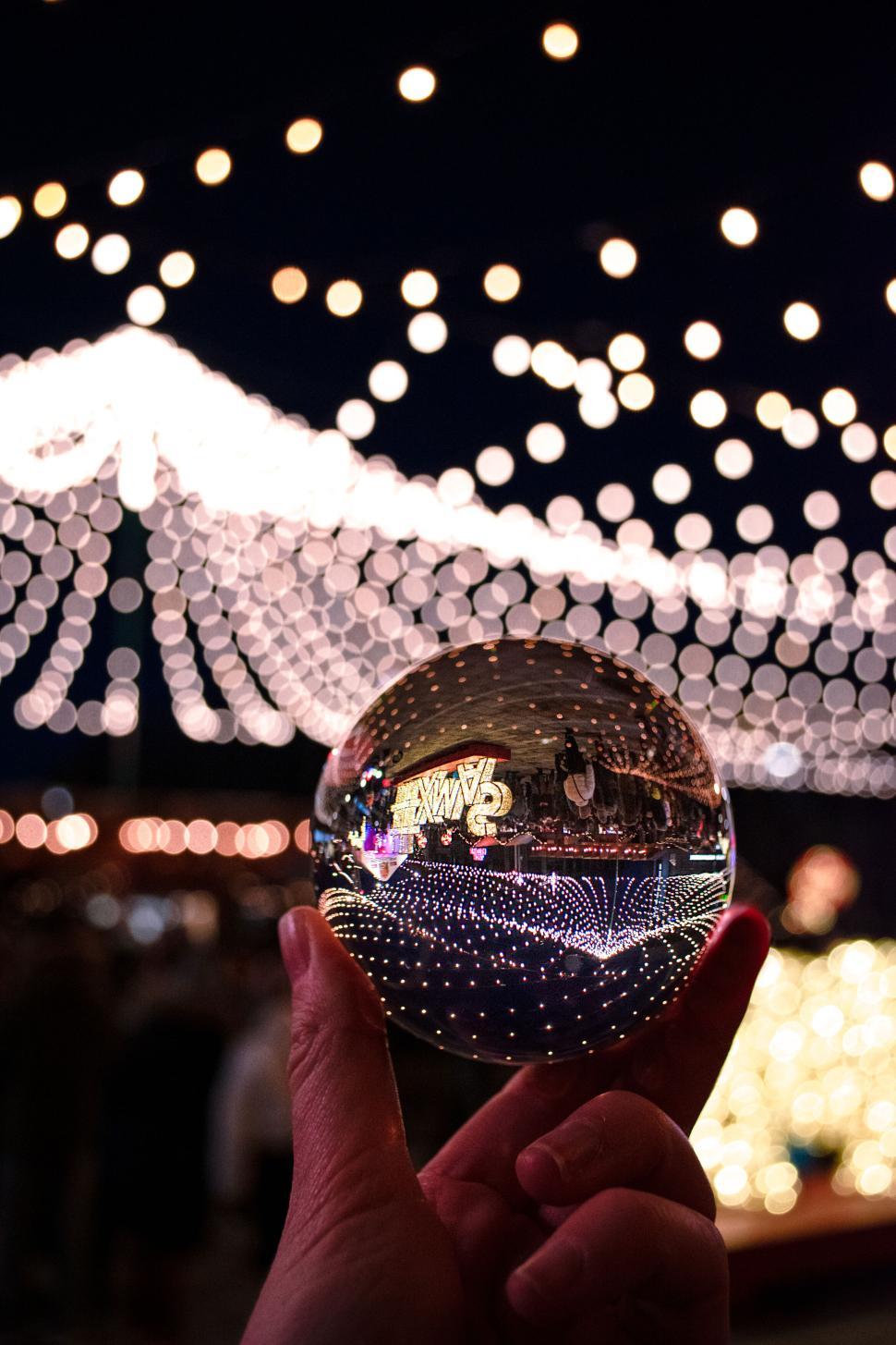 Free Stock Photo of Magical festive lights reflected in a crystal ball ...