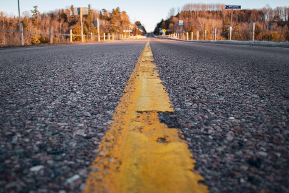 Free Stock Photo of Close-up view of an empty rural road s center line ...