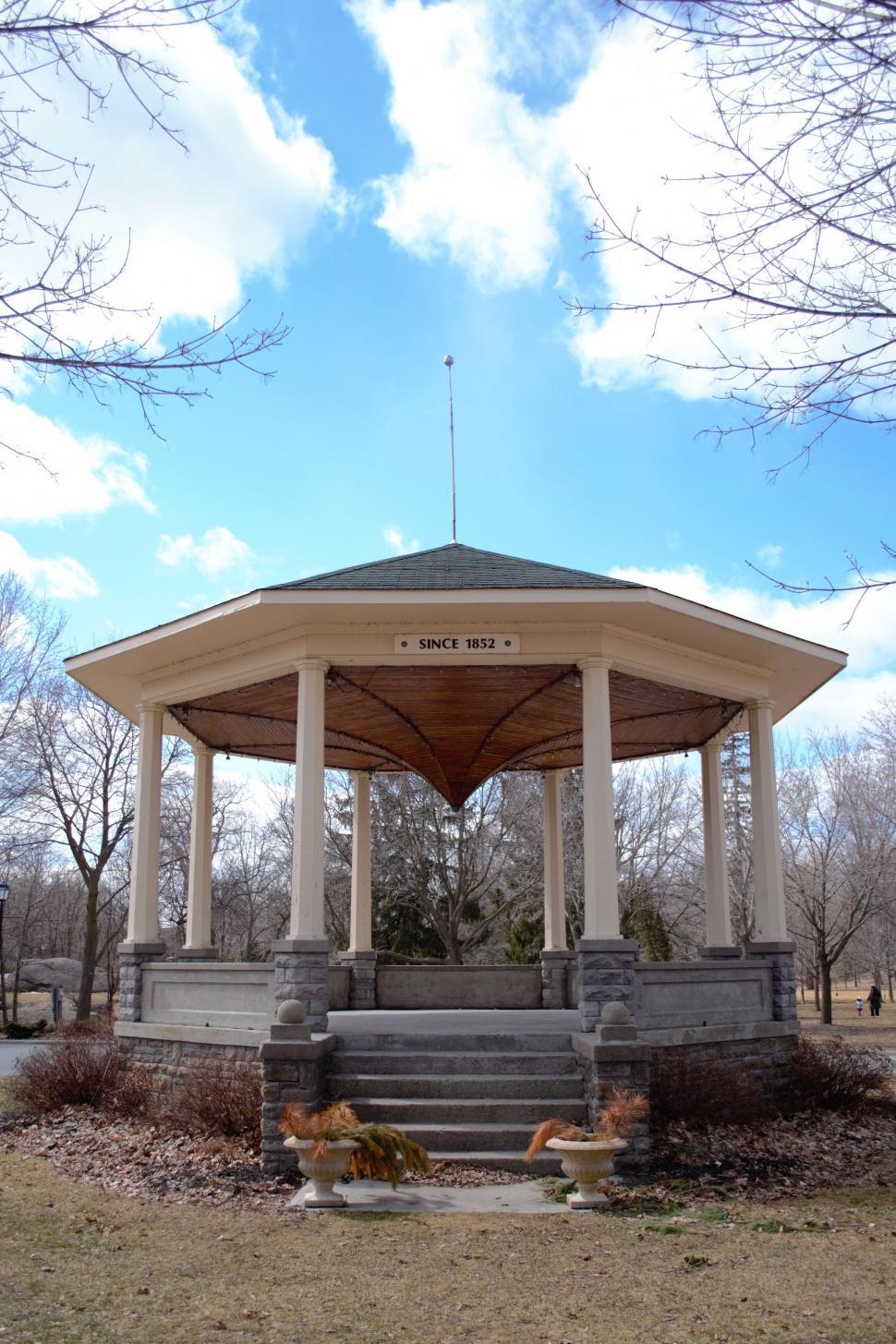 Free Stock Photo of Historic octagonal gazebo with a stone base in a ...