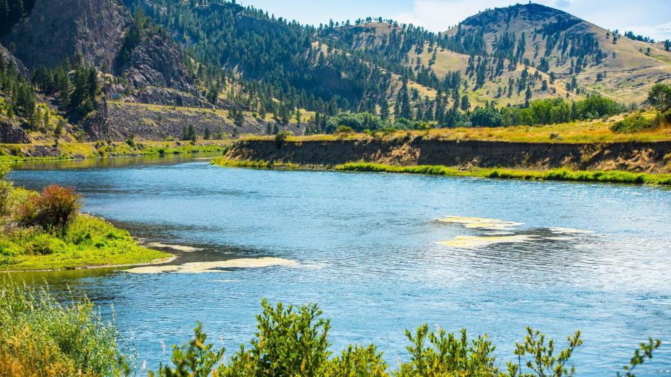 Free Stock Photo of Scenic river flowing through mountainous landscape ...