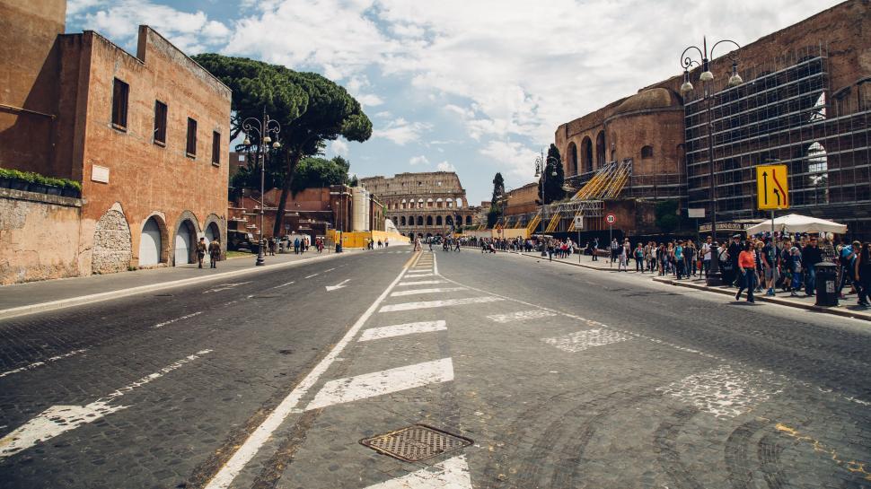 Free Stock Photo of Wide street with historical buildings and crowd ...