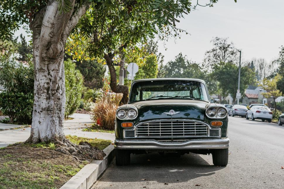 Free Stock Photo of Classic car parked under tree on suburban street ...
