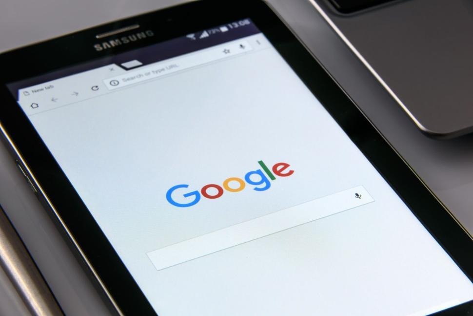 Free Stock Photo of Samsung tablet displayed with Google homepage ...