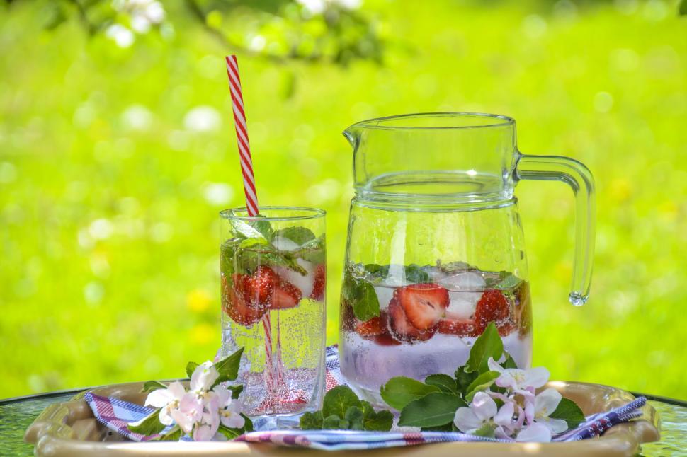 Free Stock Photo of Refreshing summer lemonade in a glass and pitcher ...