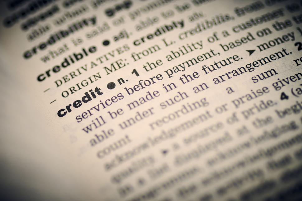 Free Stock Photo of Dictionary definition of credit in high detail ...